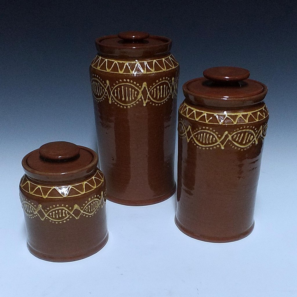 Canister, Slipware, Cable Banded - Stephen Earp